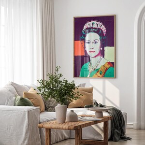 Andy Warhol Print, Queen Elizabeth II, Purple Art, the Crown, Pop Art ...