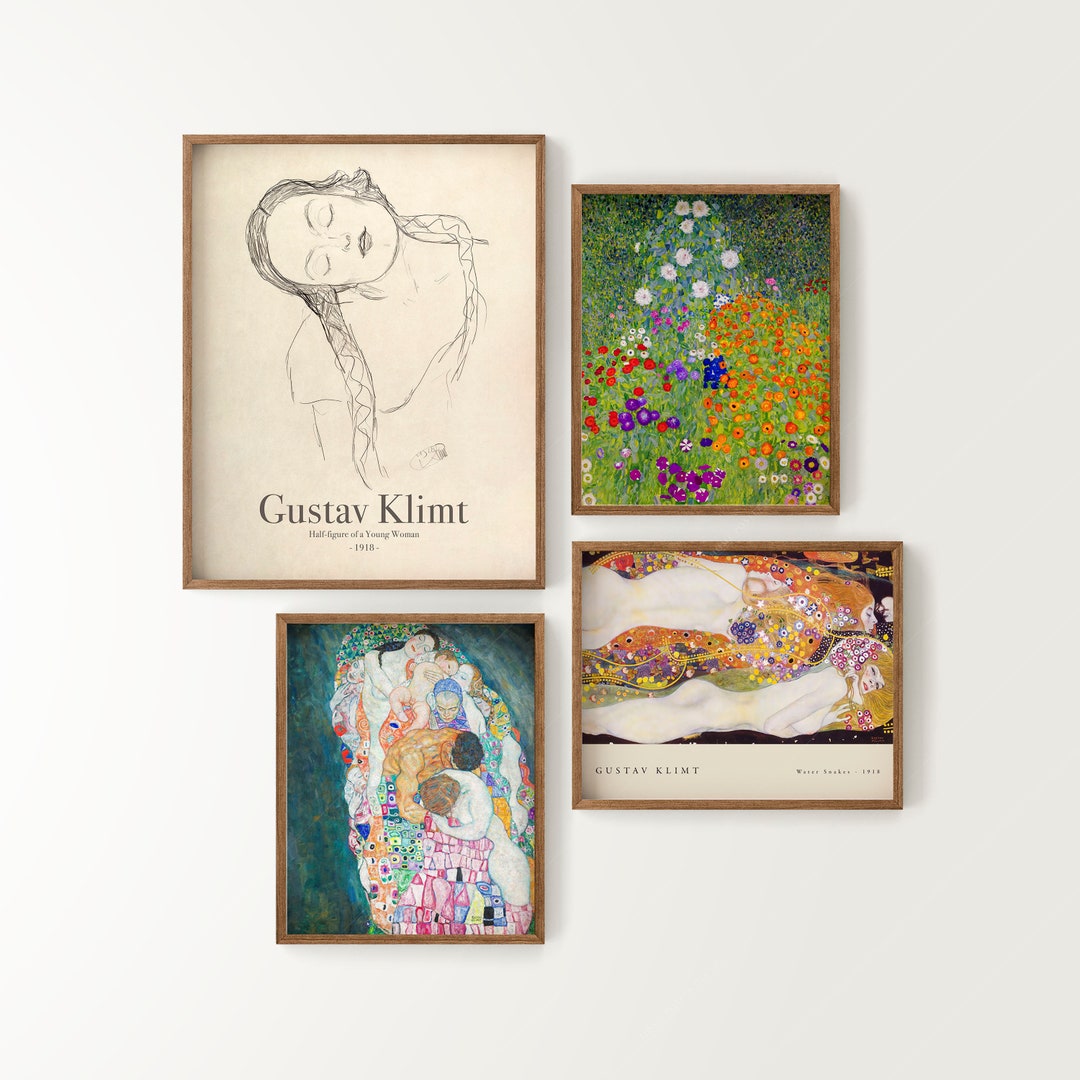Gustav Klimt, Gallery Wall, Set of 4 Prints, Klimt Woman Line, Klimt ...