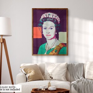 Andy Warhol Print, Queen Elizabeth II, Purple Art, the Crown, Pop Art ...