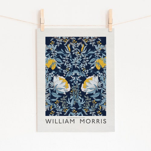 Floral Art Print Vintage Blue Flower William Morris Poster - Etsy