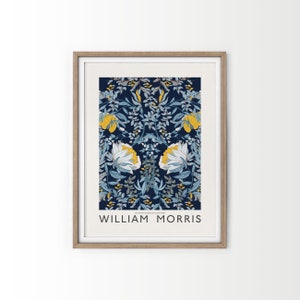 Floral Art Print, Vintage Blue Flower, William Morris Poster Exhibition ...