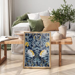 William Morris Print, Blue Flowers Print, Leaves Wall Art, Leaf Print ...