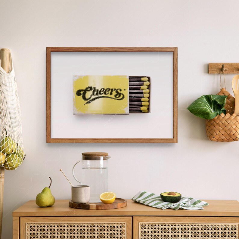 Cheers Matchbox Wall Art Retro Poster Gift for Friend Above Bar Cart ...