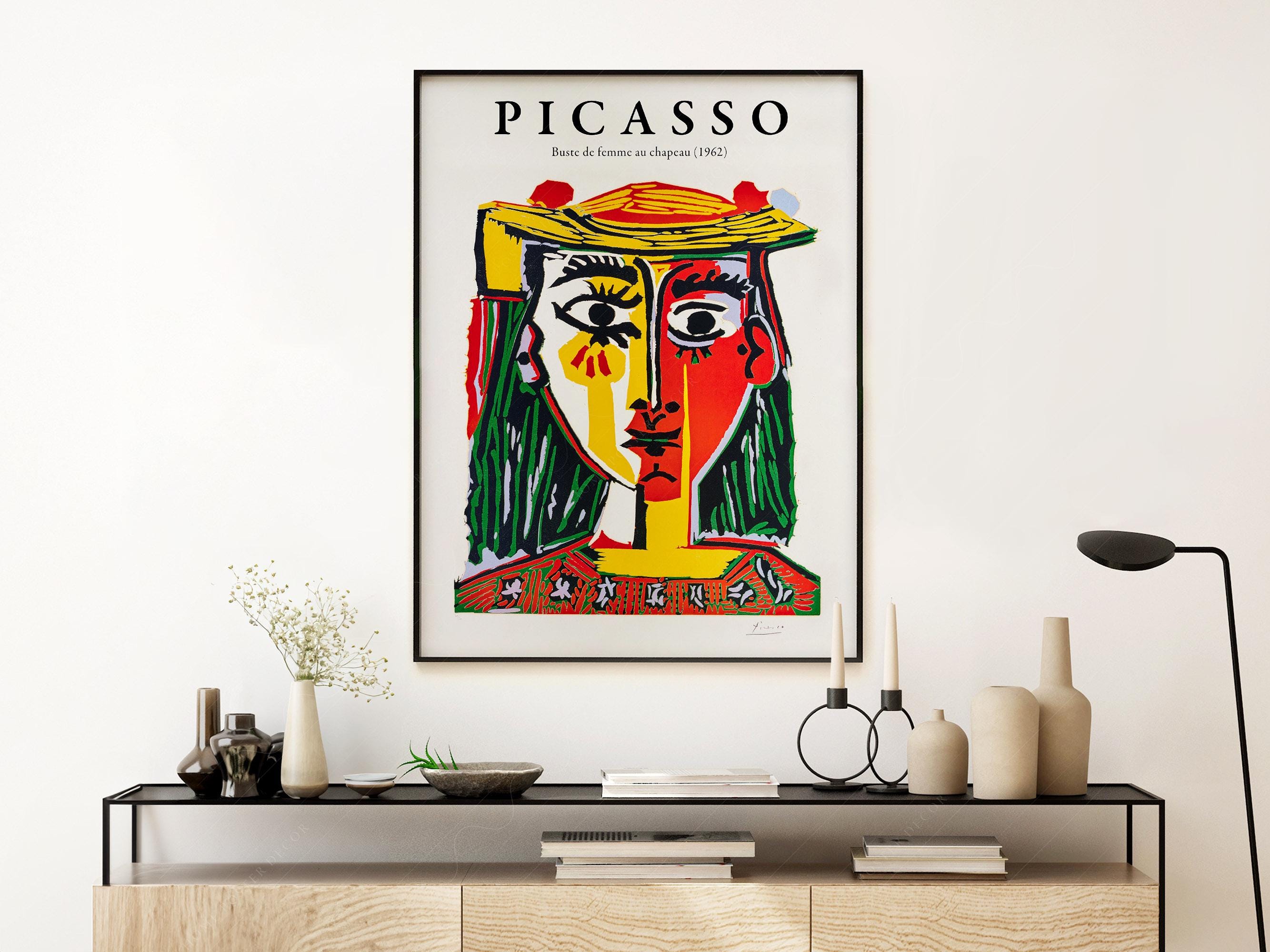 Pablo Picasso Famous Painting Femme Au Chapeau Bust Wall Art for Living ...