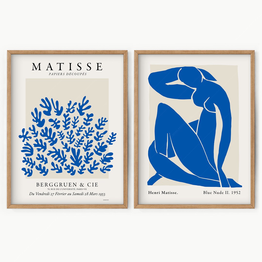 Blue Gallery Wall Set of 2 Henri Matisse Nu Bleu Matisse Coral - Etsy