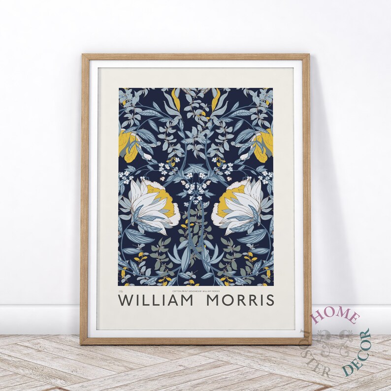 Floral Art Print Vintage Blue Flower William Morris Poster | Etsy