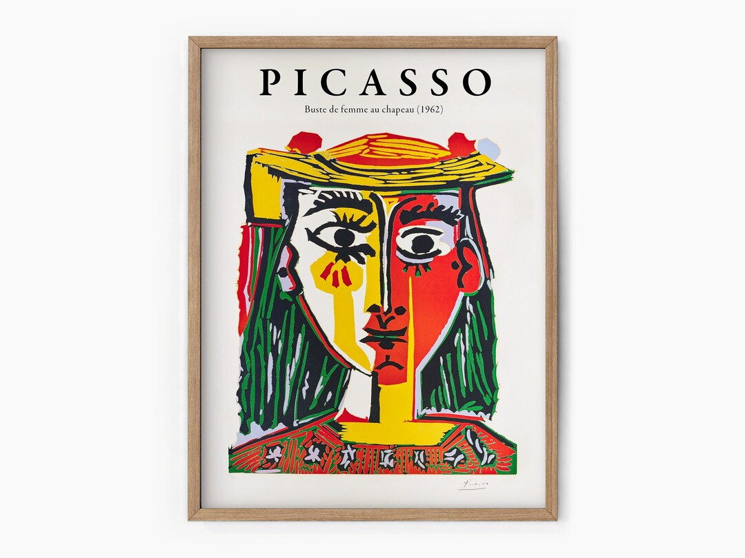 Pablo Picasso Famous Painting Femme Au Chapeau Bust Wall Art for Living ...
