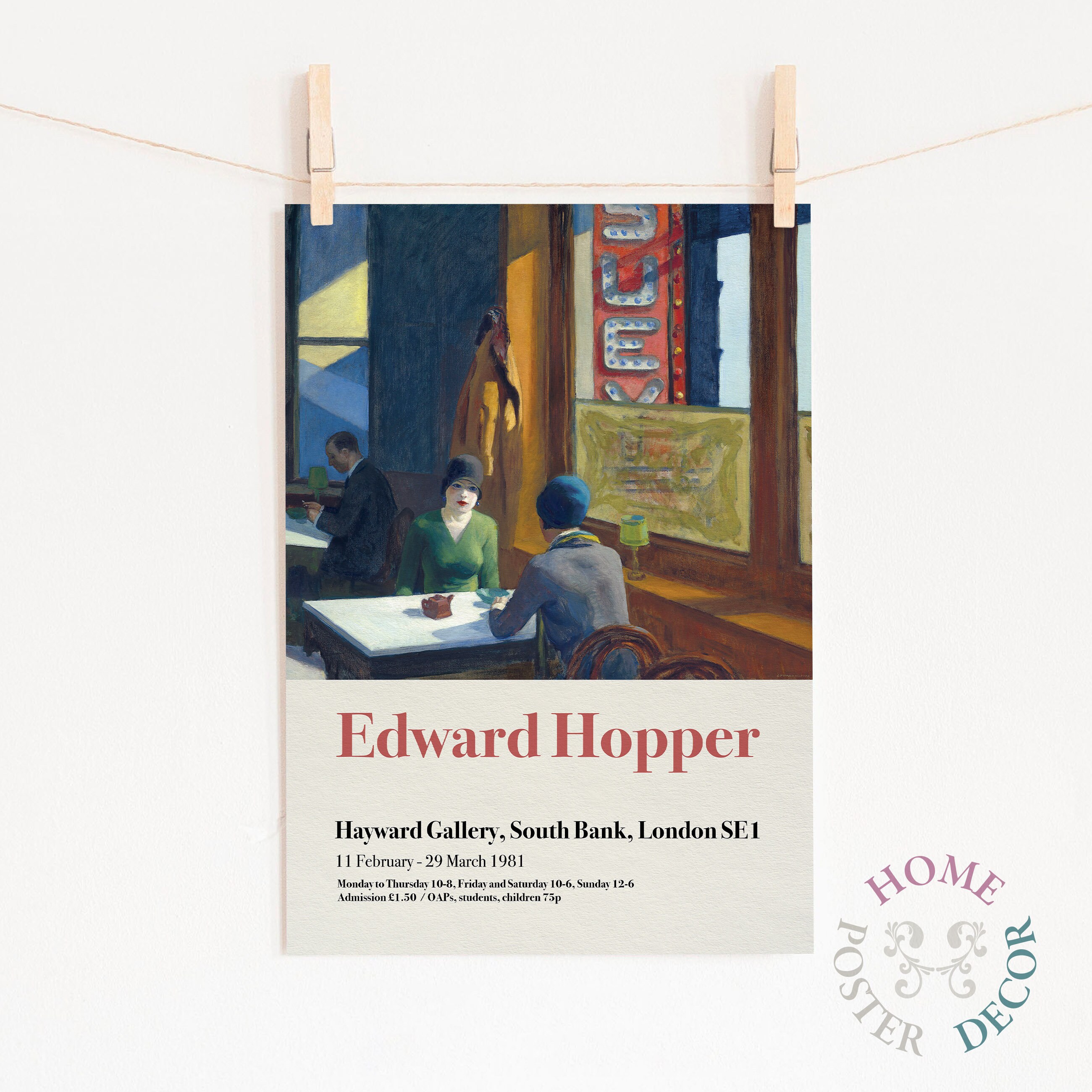 Edward Hopper Poster Hopper Art Print Hopper Exhibition - Etsy Canada