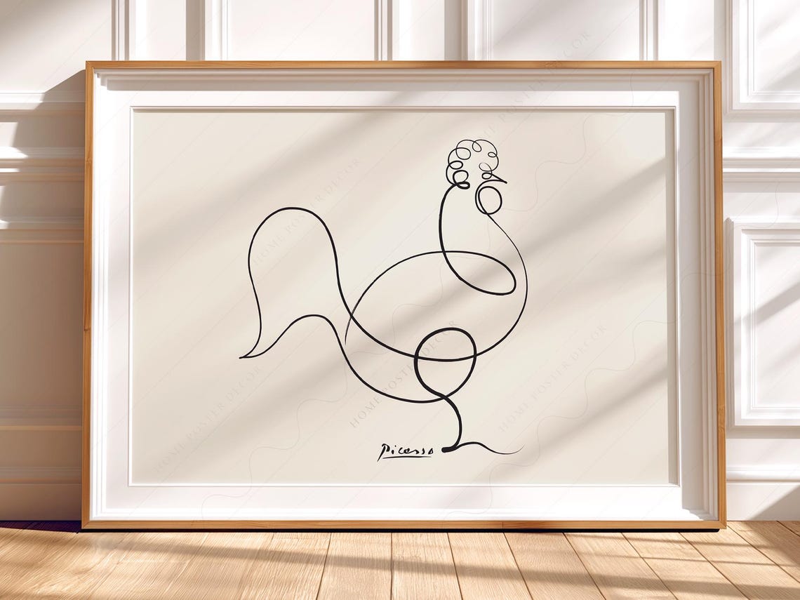 Pablo Picasso, Rooster Line Art, Le Coq Print, Picasso Chicken, Picasso ...