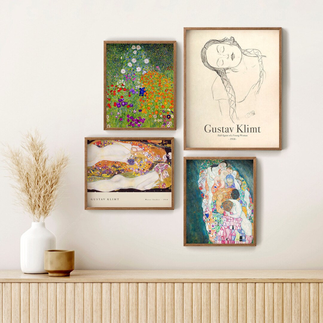 Gustav Klimt, Gallery Wall, Set of 4 Prints, Klimt Woman Line, Klimt ...