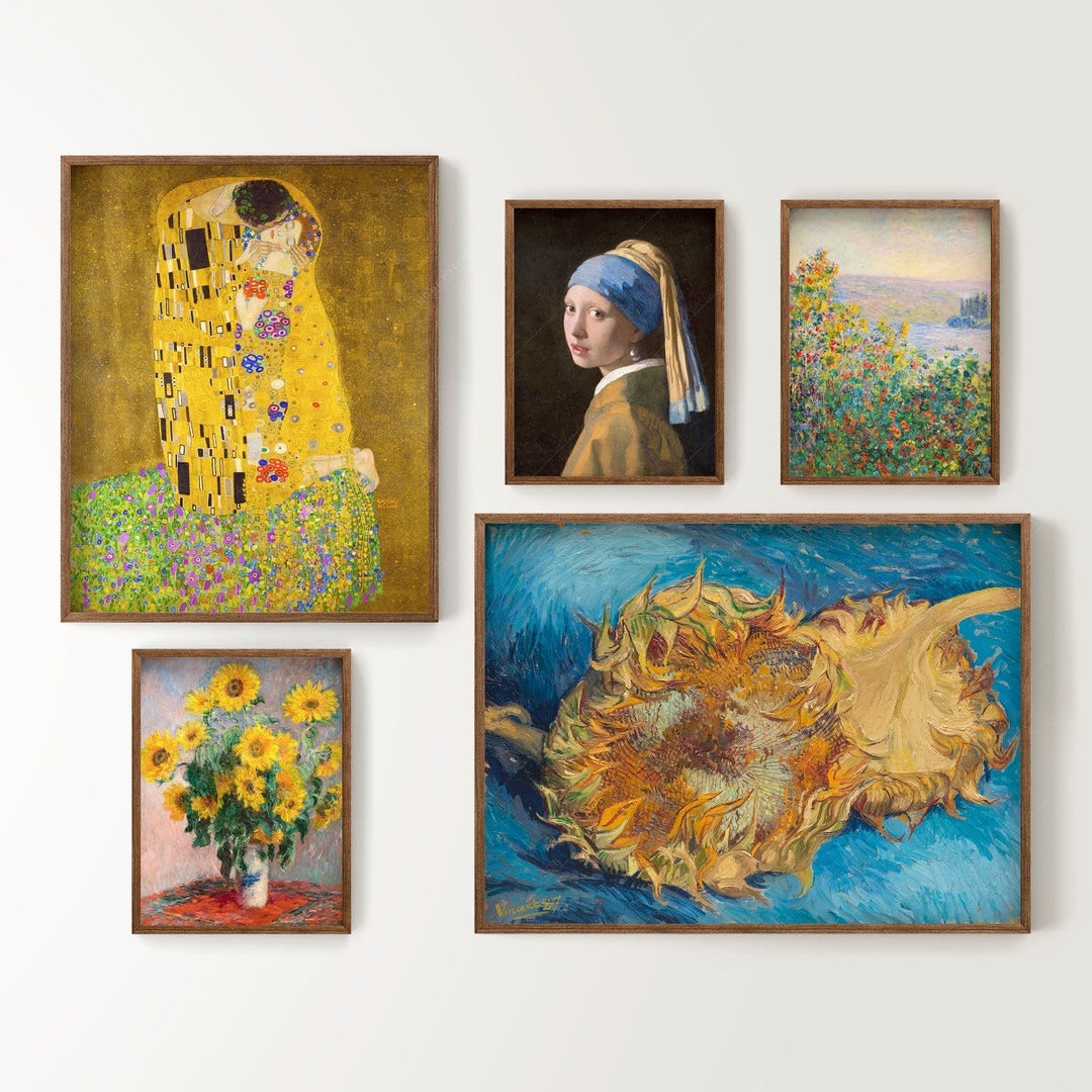 Vintage Gallery Wall, Famous Artists, Set of 5 Wall Art, Van Gogh ...