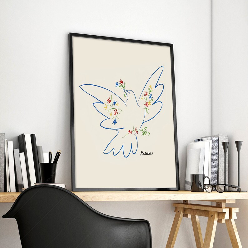 Picasso Dove of Peace Colombe De La Paix Line Art Colourful - Etsy