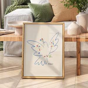 Picasso Dove of Peace Print, Minimalist Line Art, Floral Decor - Etsy