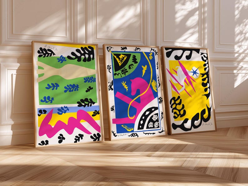 Henri Matisse Set of 3 Prints Vibrant Colors Henri Matisse Cutouts ...