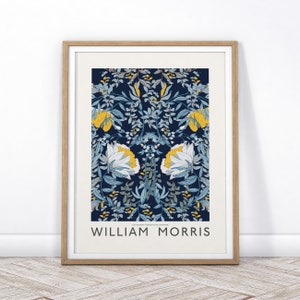 Floral Art Print, Vintage Blue Flower, William Morris Poster Exhibition ...