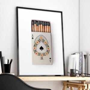 Playing Cards Poster Ace of Spades Retro Wall Art Aesthetic Room ...