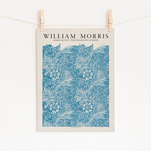 Floral Art Print Vintage Blue Flower William Morris Poster - Etsy
