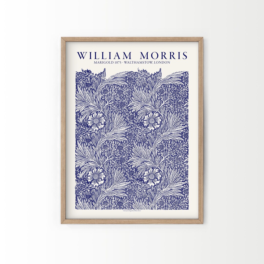William Morris Poster Blue Marigold Print Morris Art Flower - Etsy