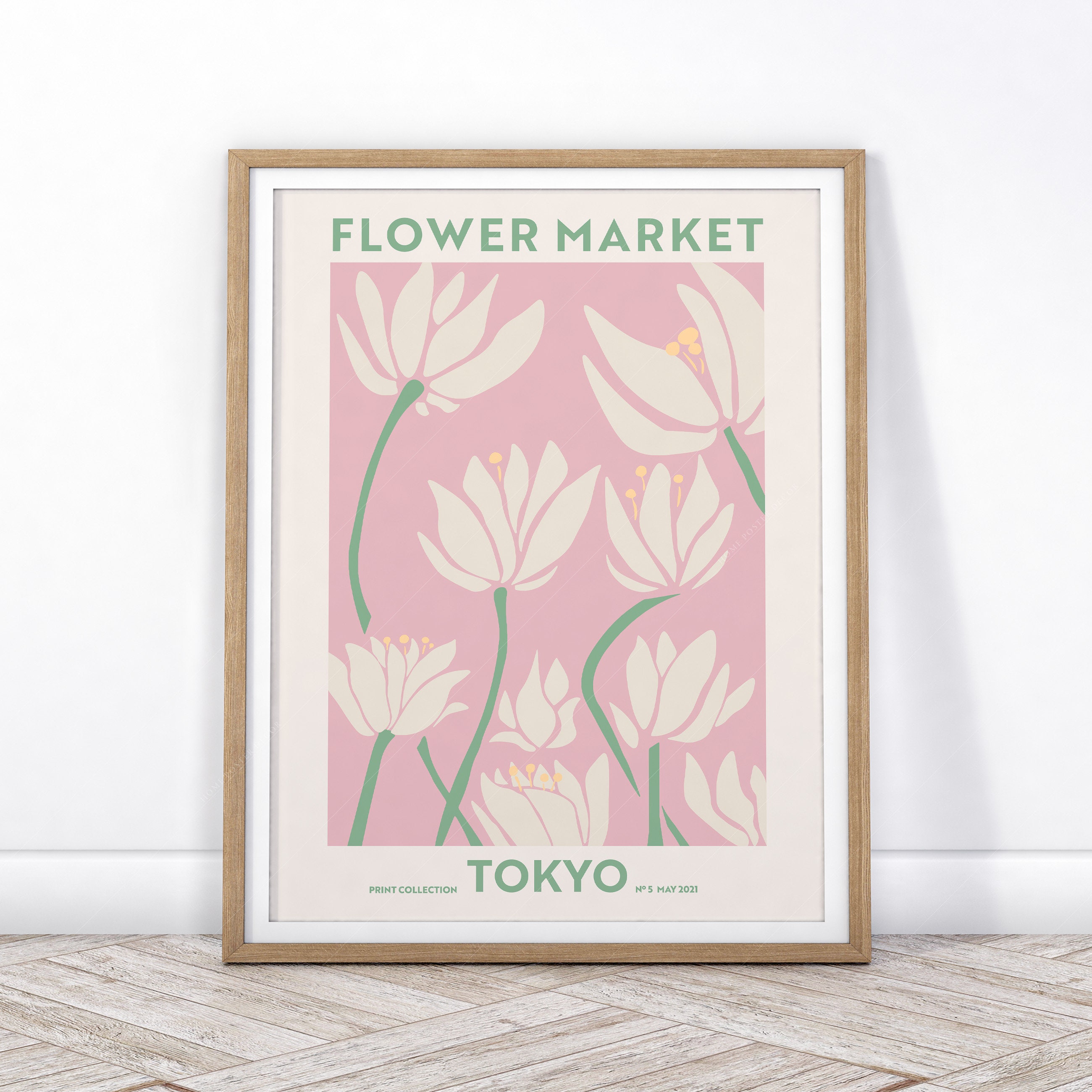 Flower Market Printed Pink Flower Art Spring Print Floral - Etsy