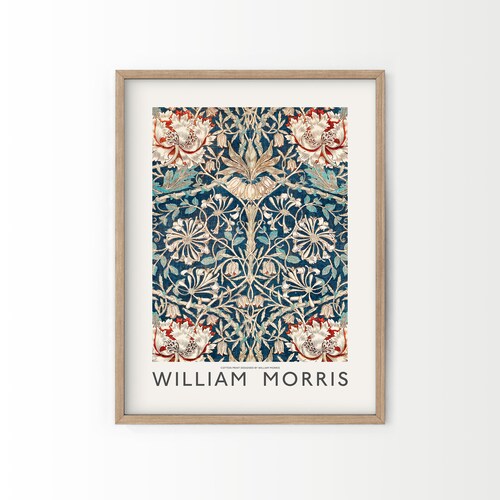 Floral Art Print Vintage Blue Flower William Morris Poster - Etsy