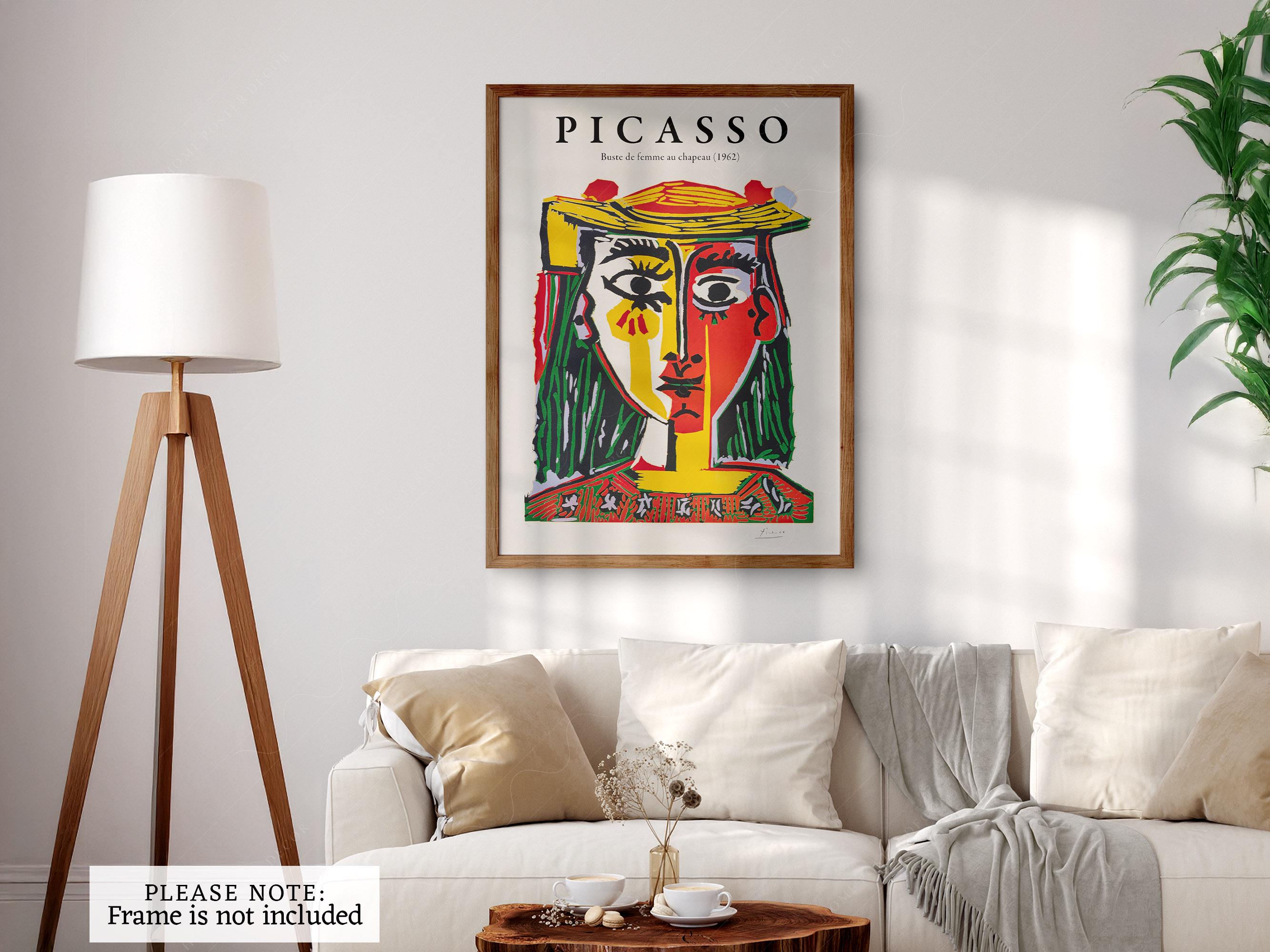 Pablo Picasso Famous Painting Femme Au Chapeau Bust Wall Art for Living ...