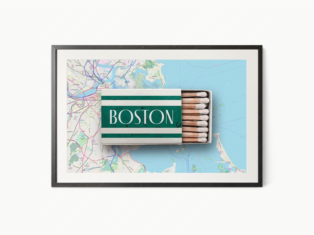 Boston City Map Matchbox Print Cool Wall Art Travel Print Boston ...