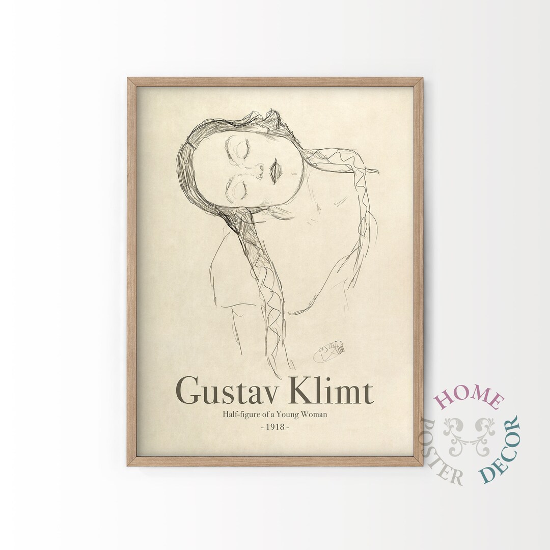 Gustav Klimt Print, Woman Line Drawing, Minimalist Wall Art, Bedroom ...
