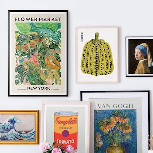 Gallery Wall Art Set of 9 Eclectic Prints Famous Art Classic and Modern ...