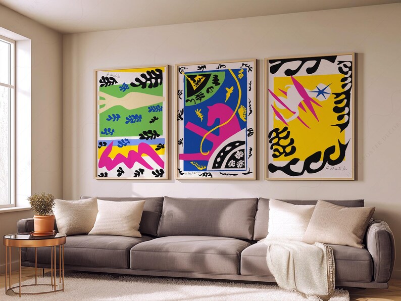 Henri Matisse Set of 3 Prints Vibrant Colors Henri Matisse Cutouts ...