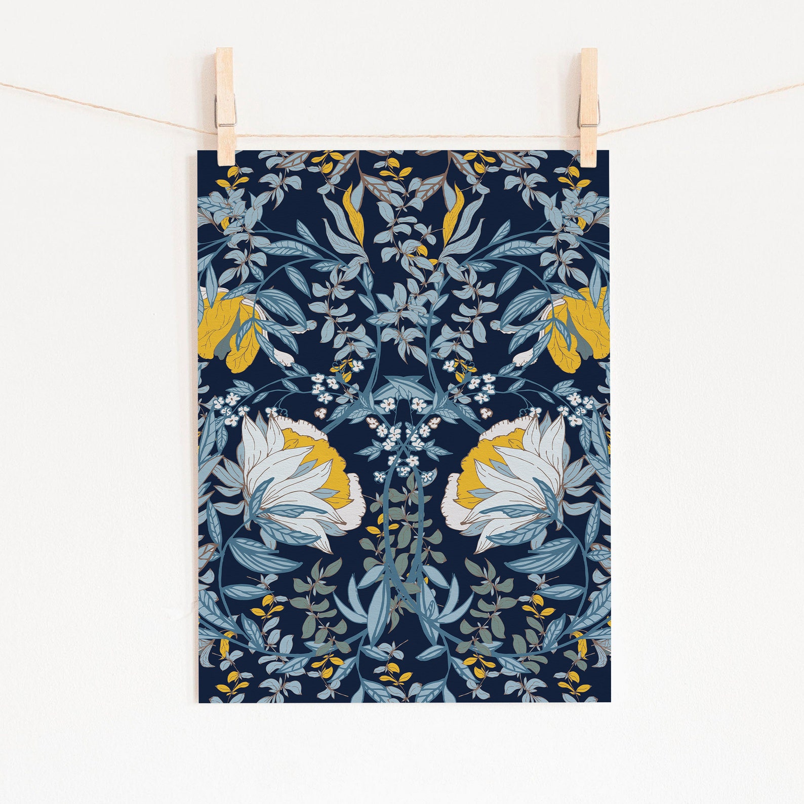 William Morris Print Blue Flowers Print Leaves Wall Art - Etsy