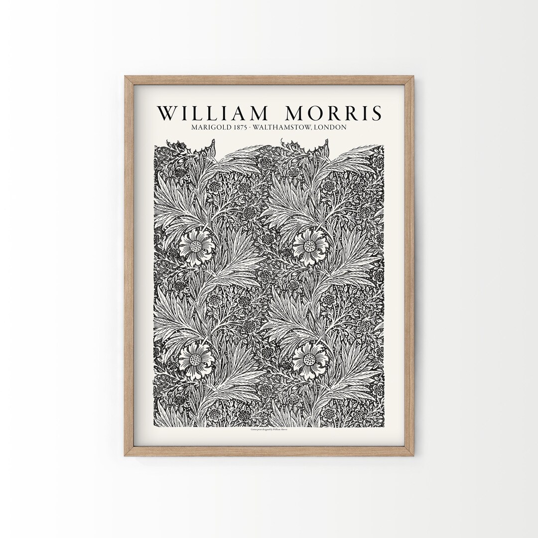 William Morris Print, Black Marigold Art, Morris Leaves Pattern ...