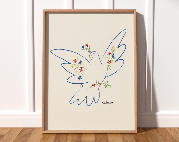 Picasso "the Dove" Signed Print on Canvas - Lambert Studios 1961 ...