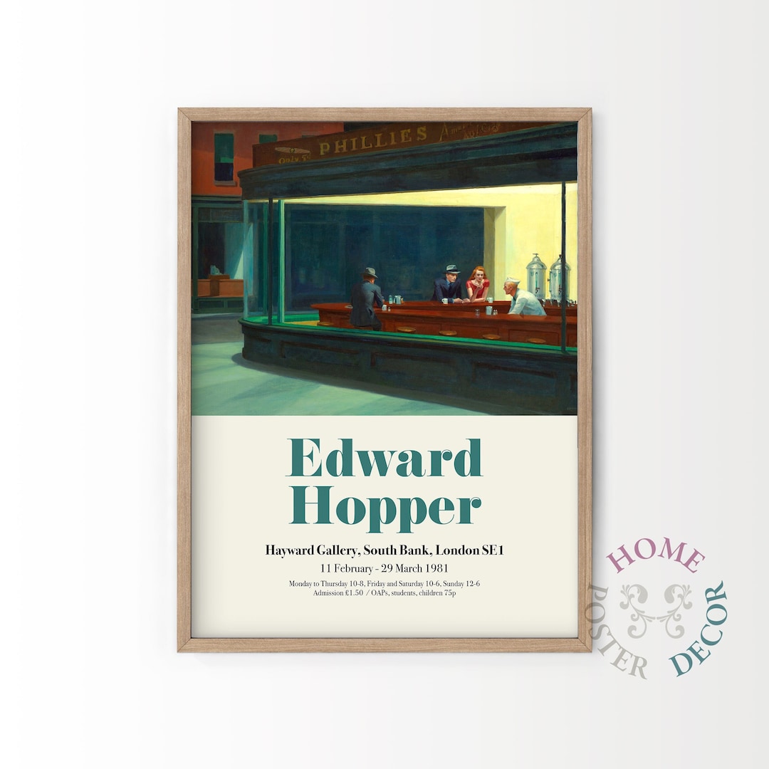 Edward Hopper Poster, Nighthawks Art Print, Hopper Exhibition Poster ...