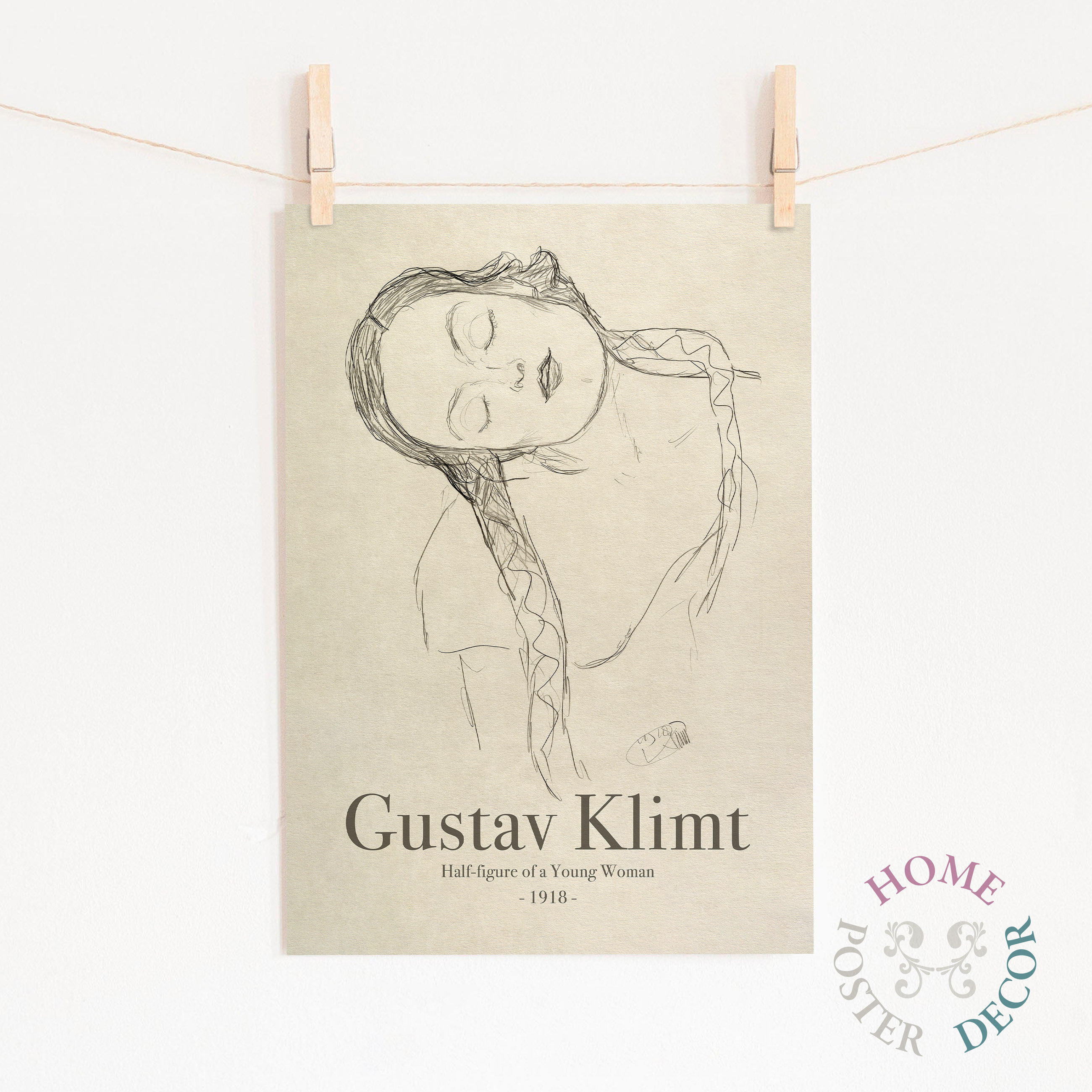 Gustav Klimt Print Woman Line Drawing Minimalist Wall Art | Etsy