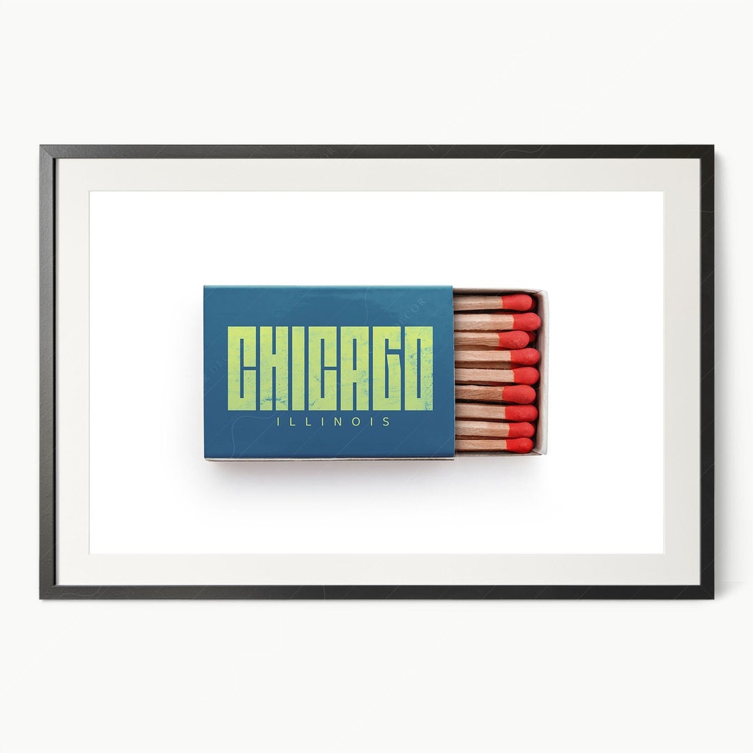 Chicago Poster Matchbox Print Travel Gift Urban Art Modern Home Decor ...