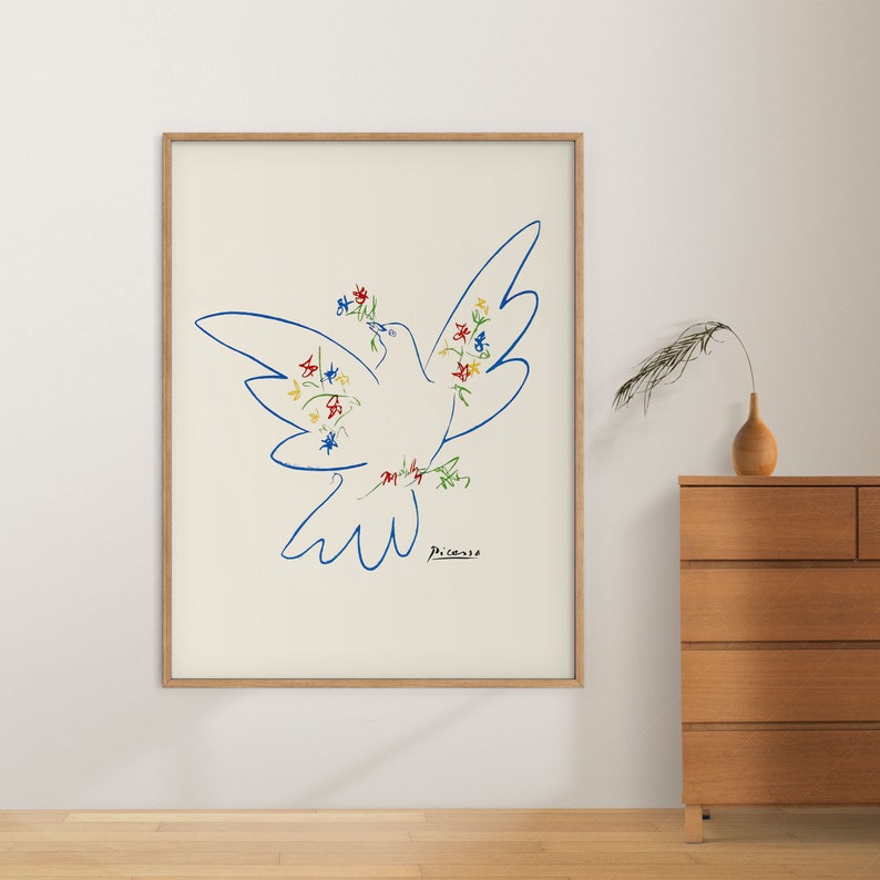 Picasso Dove of Peace Colombe De La Paix Line Art Colourful - Etsy