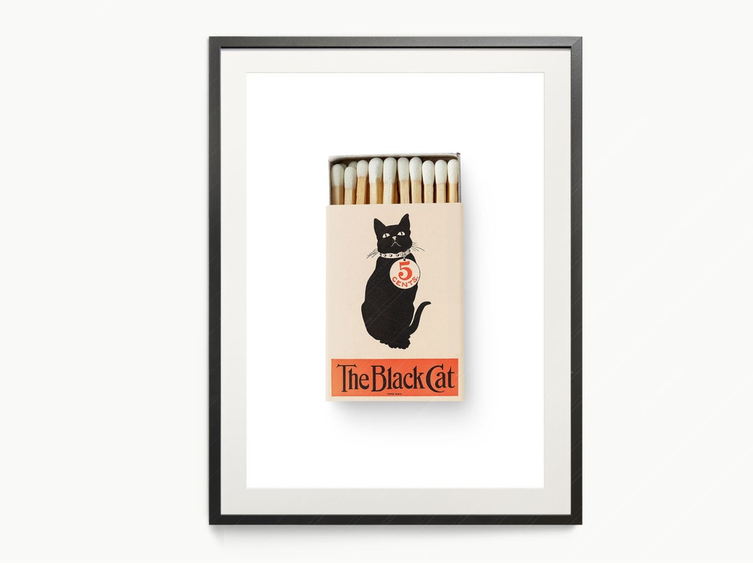 The Black Cat Vintage Matchbox Photography Chic Home Decor Above Bar ...