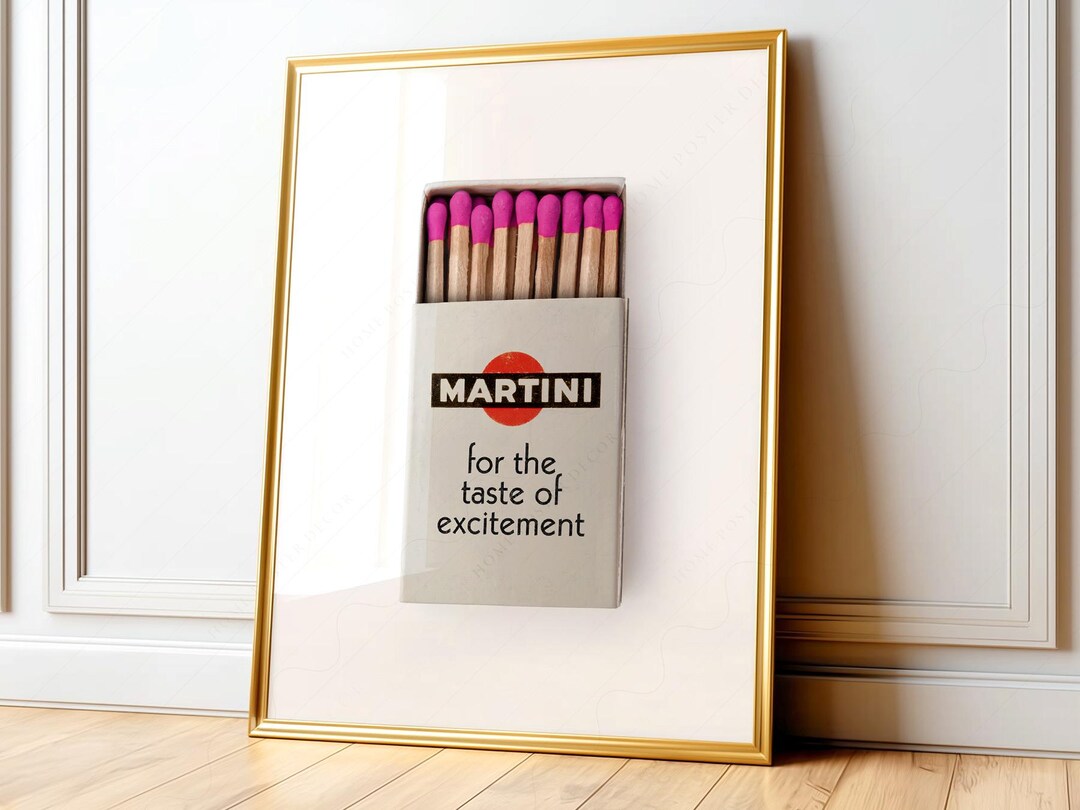 Martini Matchbox Art Print | Retro Cocktail Poster - Etsy