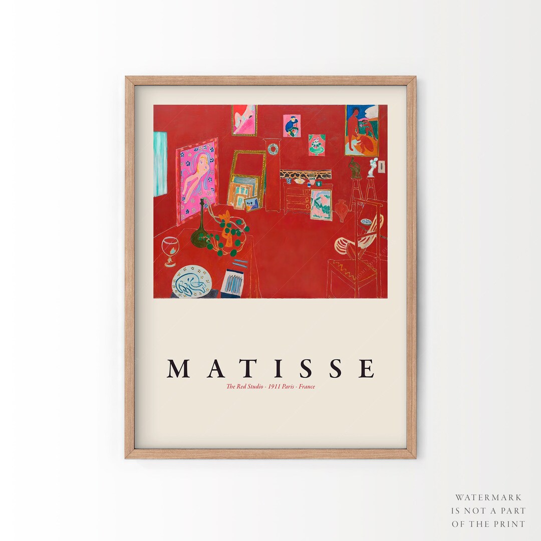 The Red Studio, Matisse Print, Mid Century Modern, Red Decor, Living ...