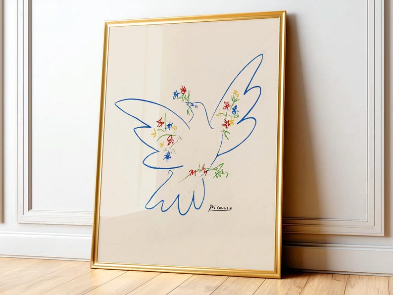 Picasso Dove of Peace, Colombe De La Paix, Line Art, Colourful Print ...