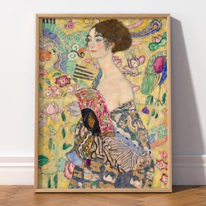 Gustav Klimt, Lady With Fan, Classic Painting, Wedding Gift, Klimt ...
