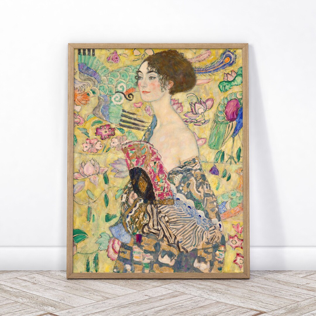 Gustav Klimt, Lady With Fan, Classic Painting, Wedding Gift, Klimt ...