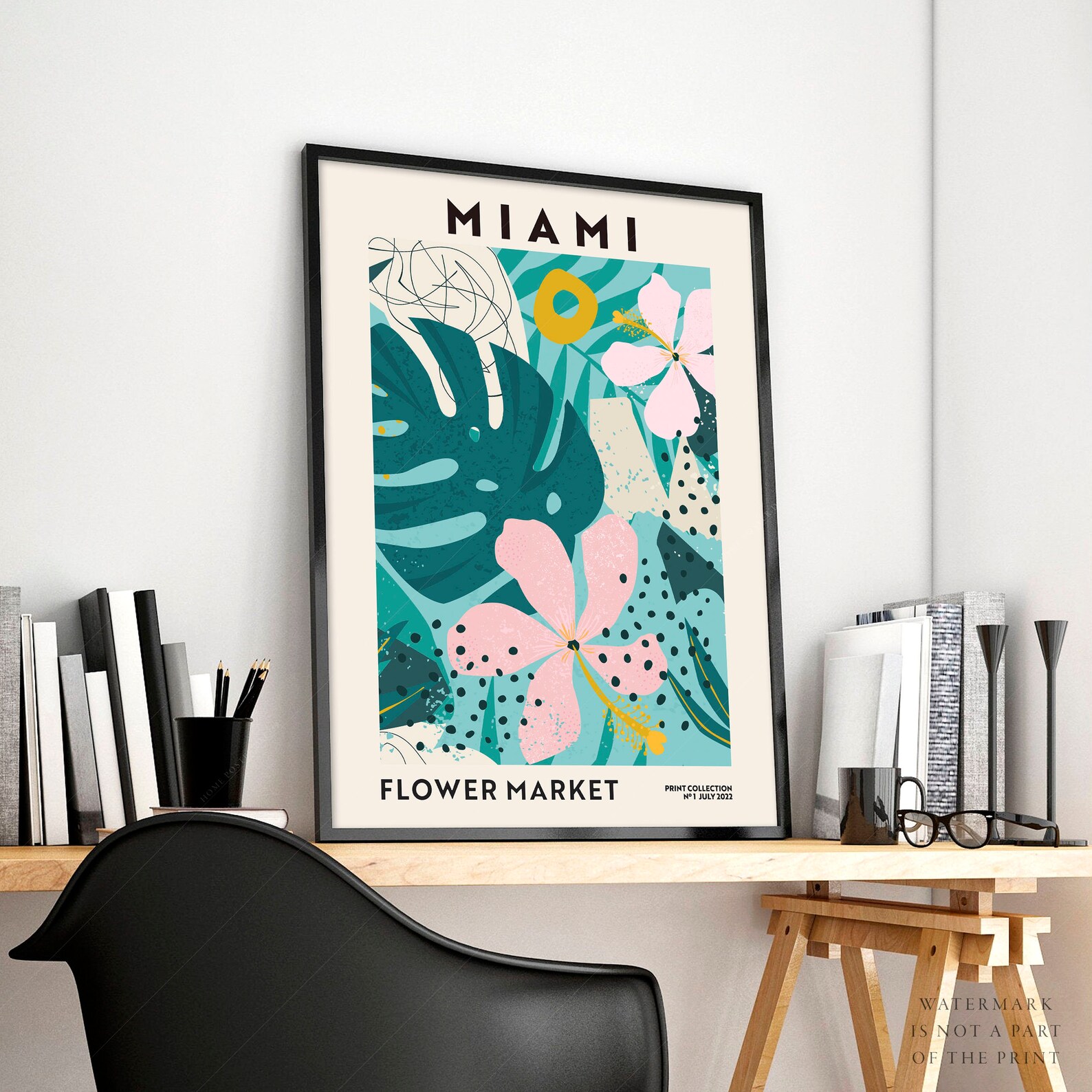 Flower Market Miami Floral Shop Sign Florida Poster Beach - Etsy