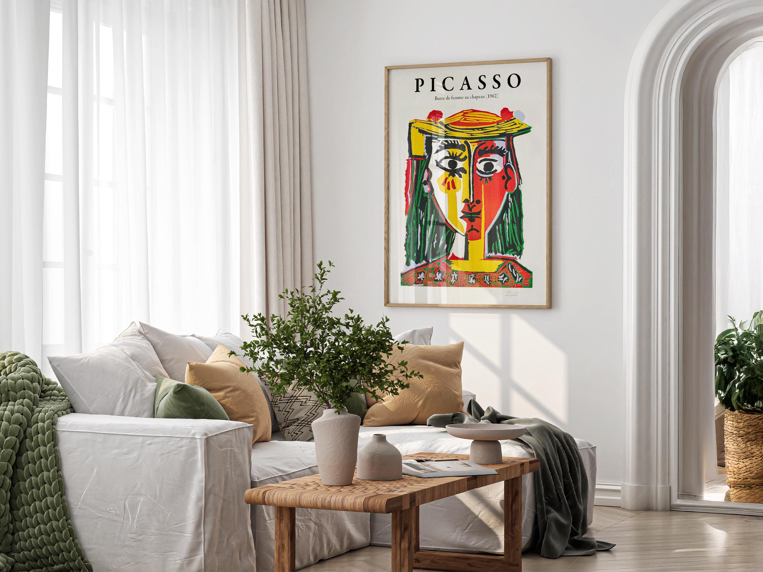 Pablo Picasso Famous Painting Femme Au Chapeau Bust Wall Art for Living ...