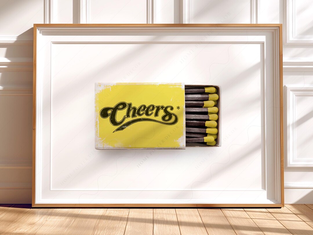 Cheers Matchbox Wall Art Retro Poster Gift for Friend Above Bar Cart ...