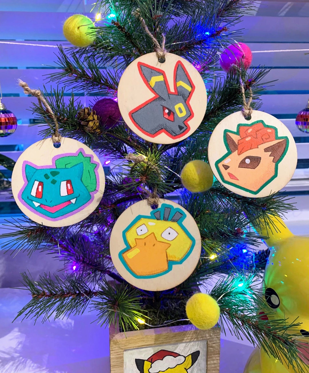 Hand-painted Pokémon Ornaments // 2.75in Wood Ornament - Etsy
