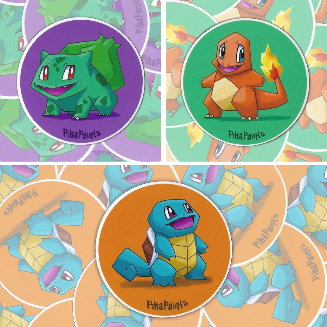 Kanto Poké Starter Mons // 3in Glossy Vinyl Sticker - Etsy