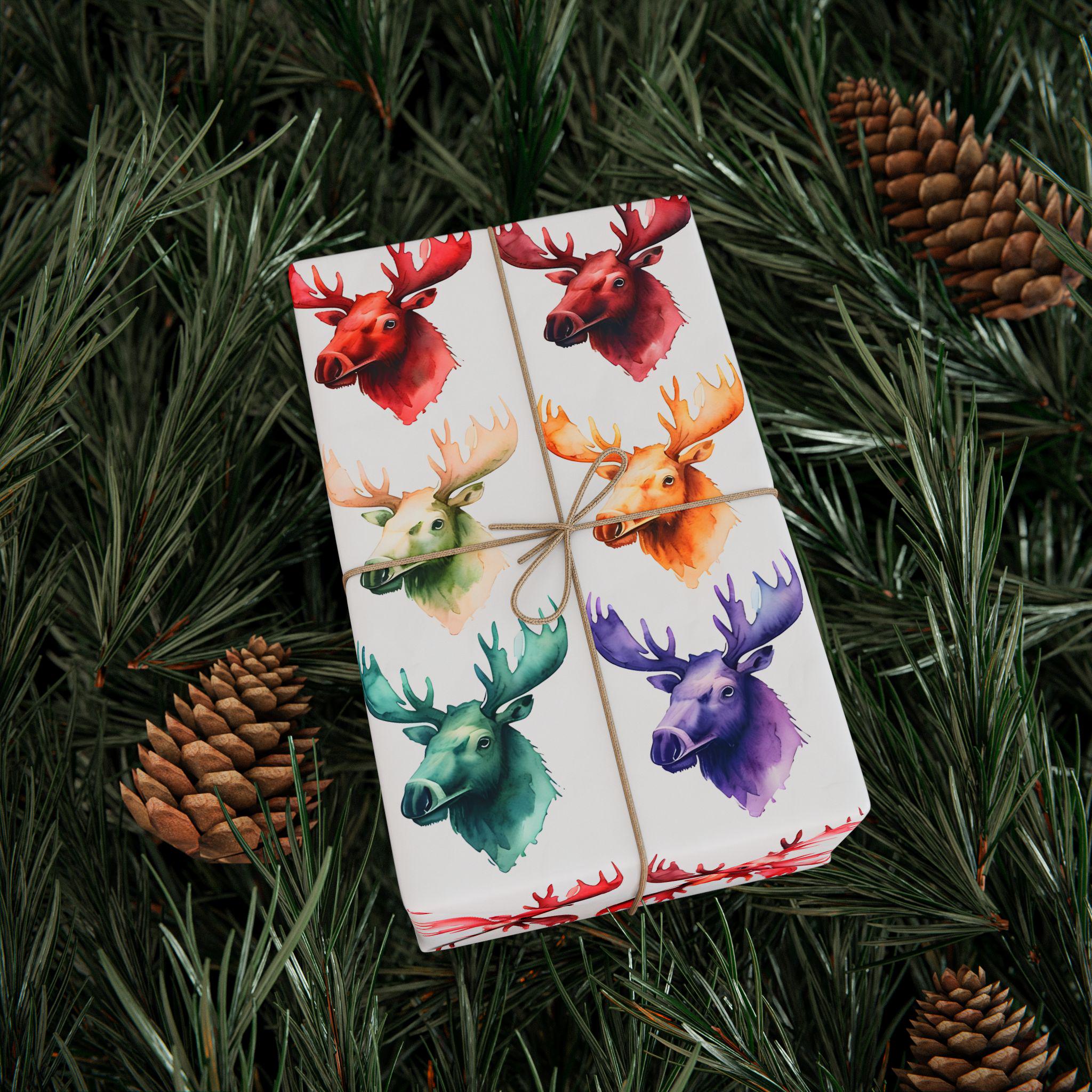 Rainbow Moose Wrapping Paper - Etsy