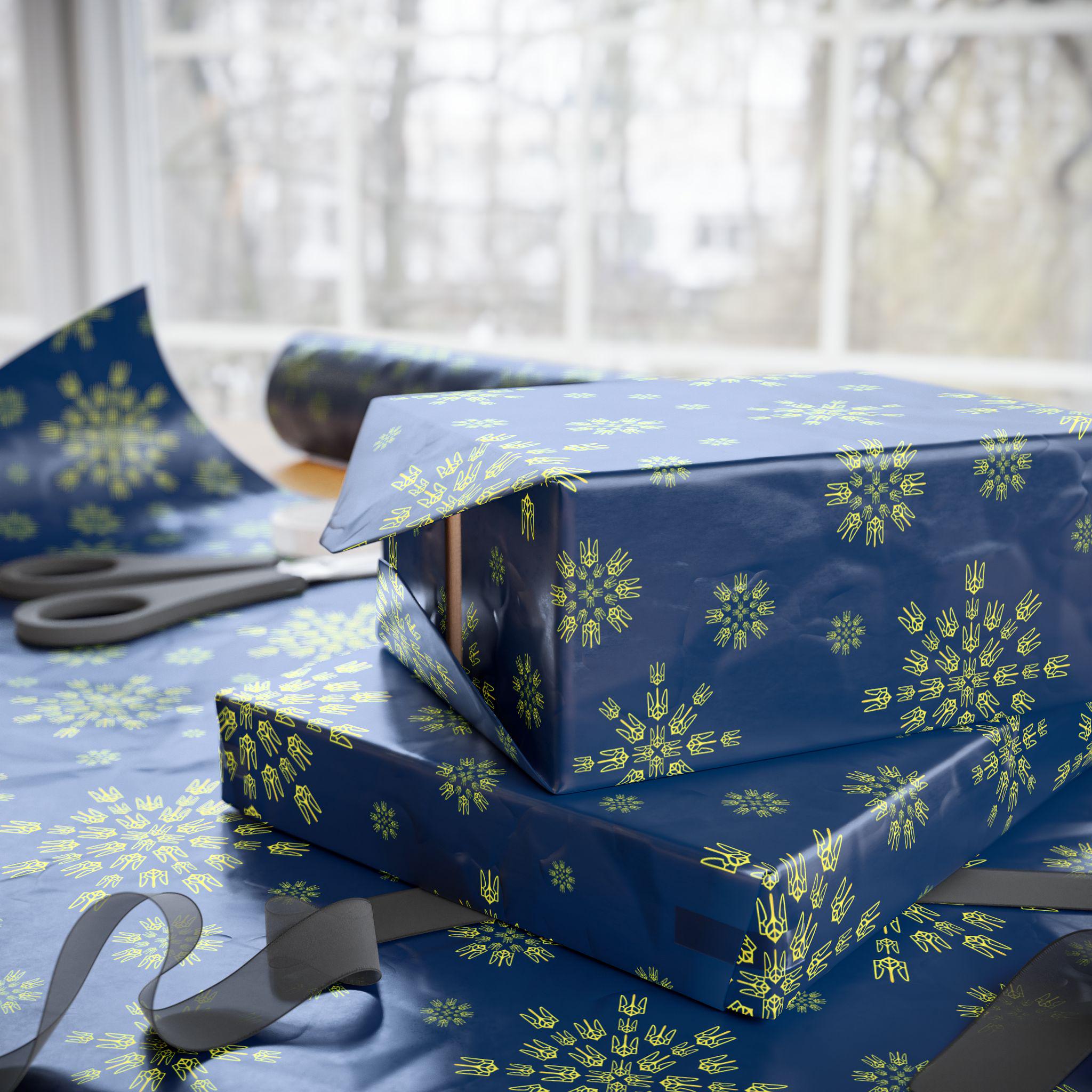 Ukrainian Snowflake Tryzub Wrapping Paper - Etsy