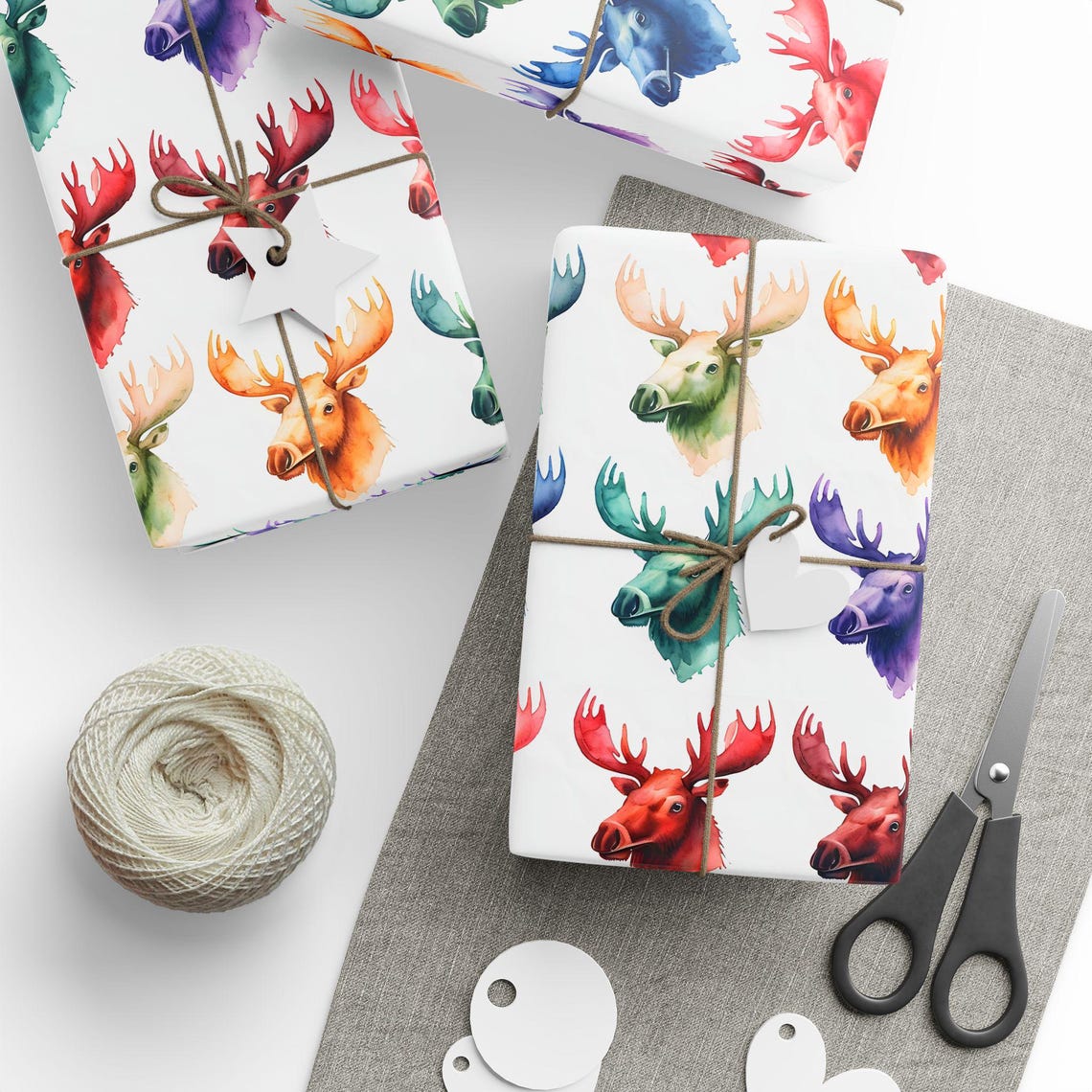 Rainbow Moose Wrapping Paper - Etsy
